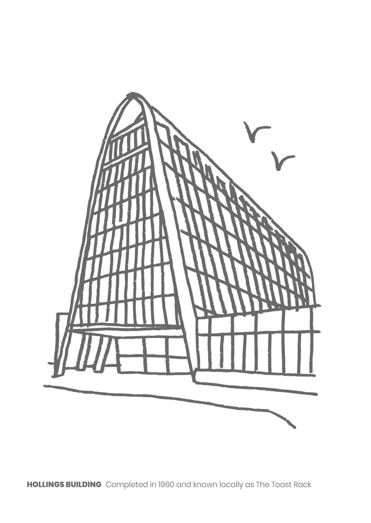 Hollings Building (Black & White)- Toast rack- framed art print ...