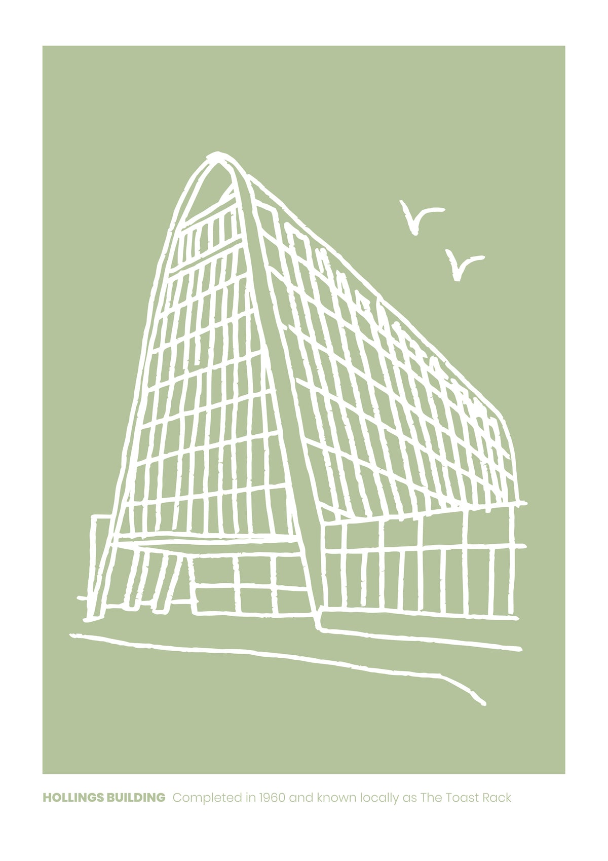 Hollings Building (Green)- framed art print | Manchester Art Prints
