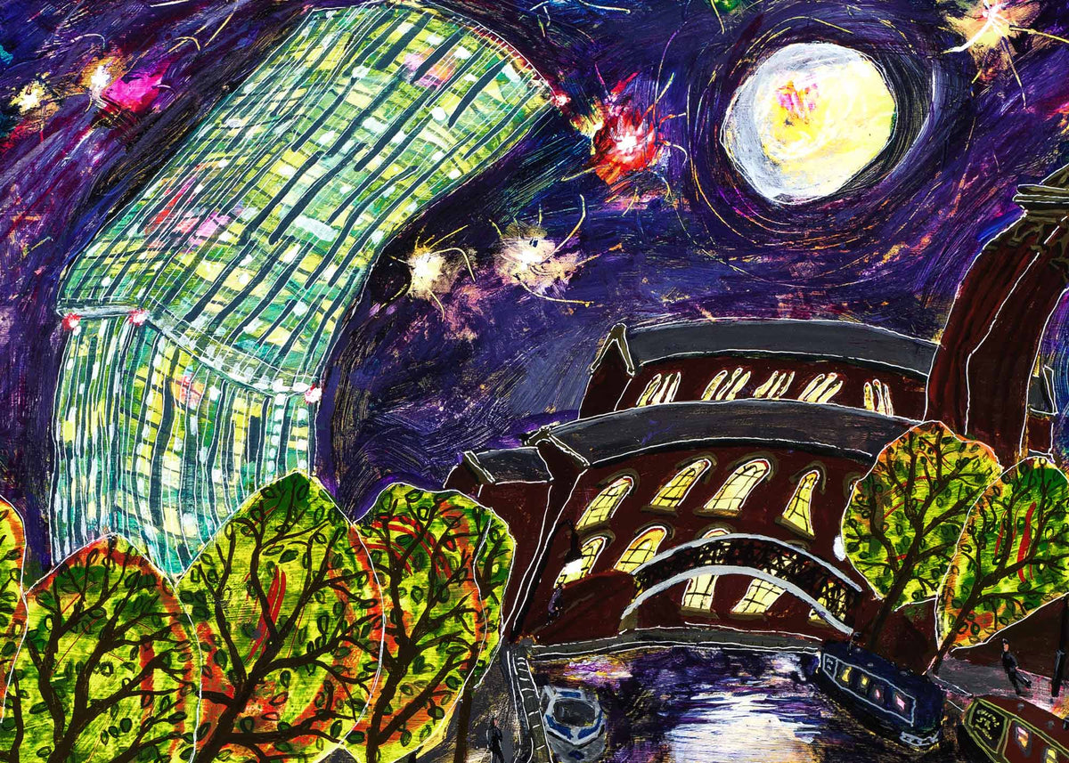 Manchester Night Scene - Castlefield & Beetham Tower - framed art print ...