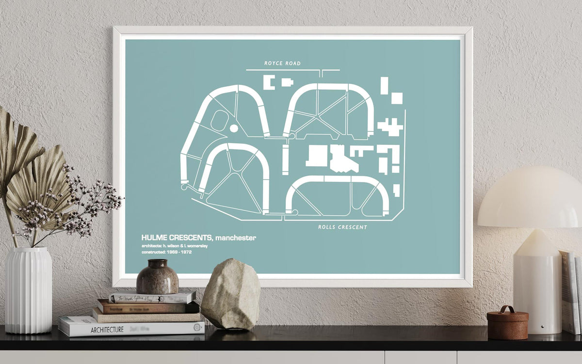 Hulme Crescent Manchester (Turquoise) | Manchester Art Prints