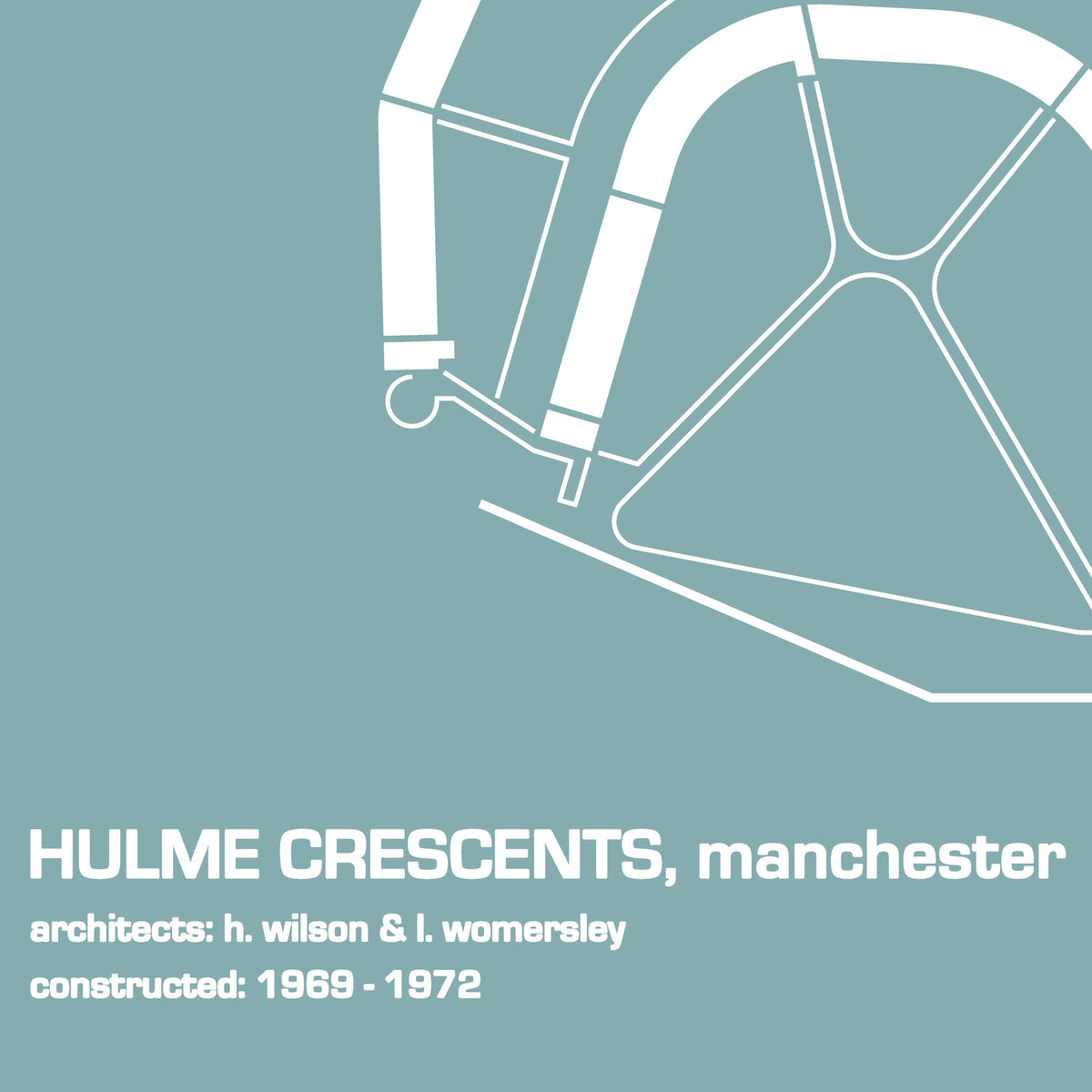 Hulme Crescent Manchester (Turquoise) | Manchester Art Prints