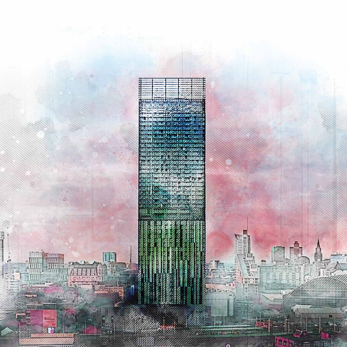 Hilton/Beetham Tower- framed art print | Manchester Art Prints