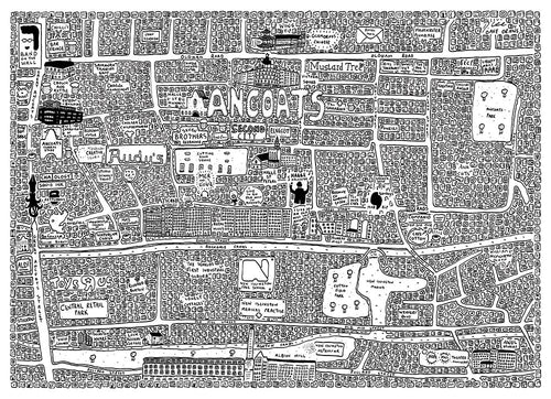 Illustrated map of Ancoats - framed artwork print | Manchester Art Prints