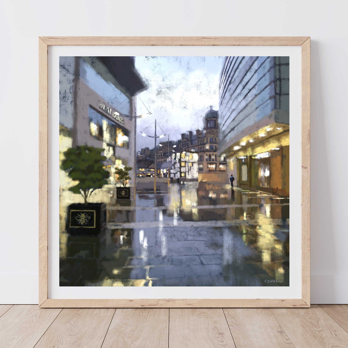 Manchester Cathedral Walk - Under the rain - framed art print ...
