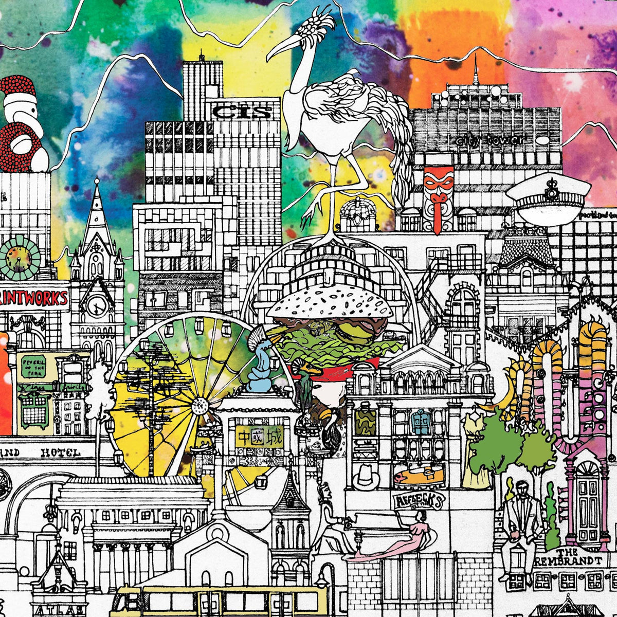 Manchester Skyline Black and White - framed art print | Manchester Art ...